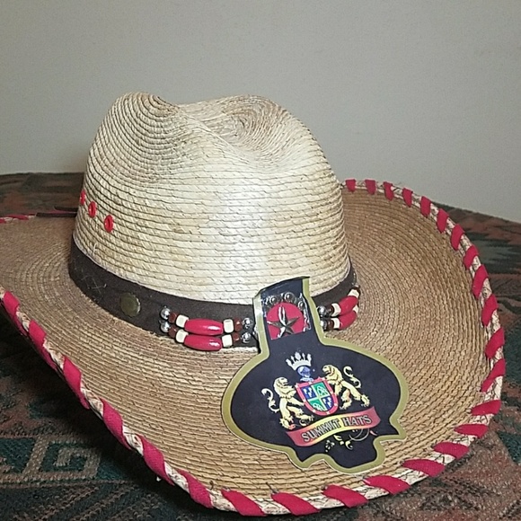 Summit | Accessories | 2 Tone Palm Leaf Cowboy Hat W Red Details | Poshmark